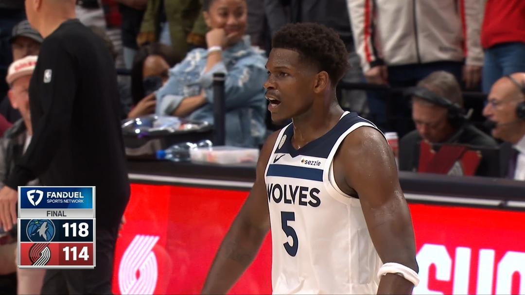 Anthony Edwards (41 points) pose une giga clim à Portland