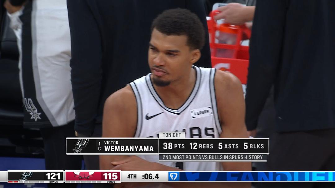 Replay : l'énorme fin de match de Victor Wembanyama face aux Bulls